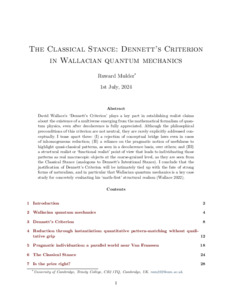 The Classical Stance: Dennett's Criterion in Wallacian quantum mechanics - PhilSci-Archive